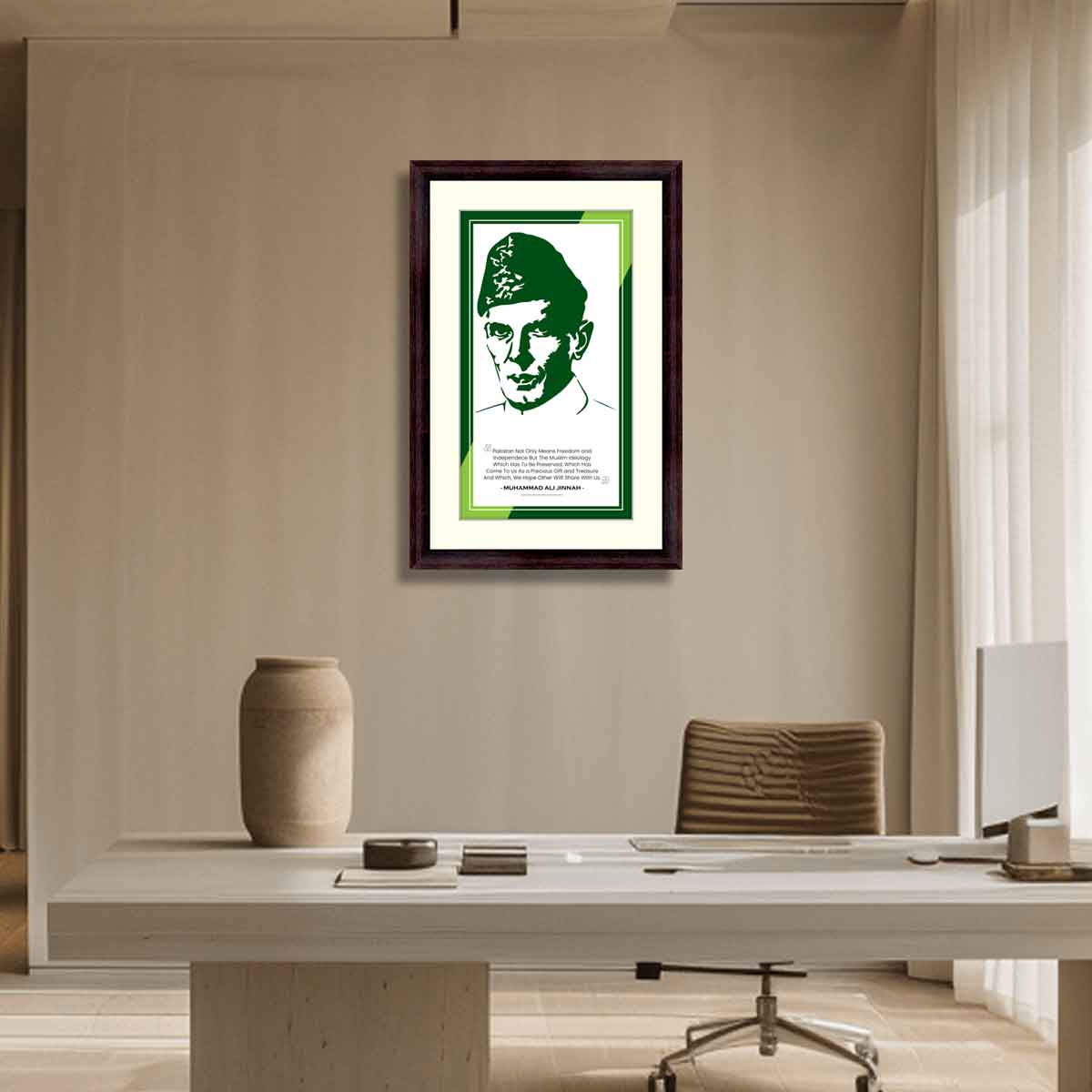 Portrait of Quaid-e-Azam Muhammad Ali jinnah With Antique Frame 1.5 In ...