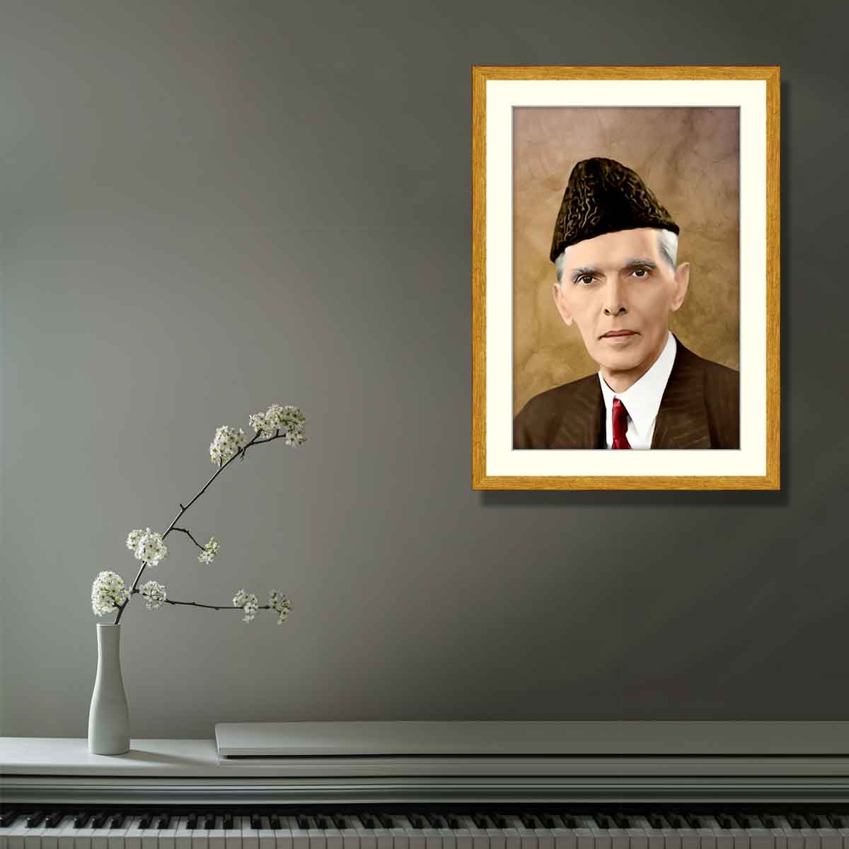 Portrait of Quaid-e-Azam Muhammad Ali jinnah With Gold Antique Frame ...