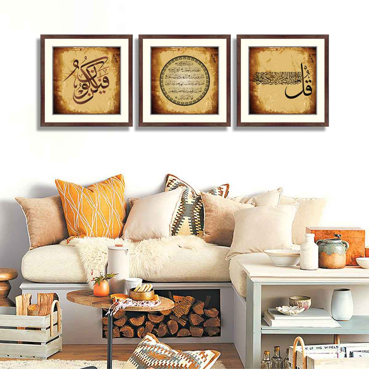 Set of 3 Calligraphy Art 02 Brown Frame – Framer