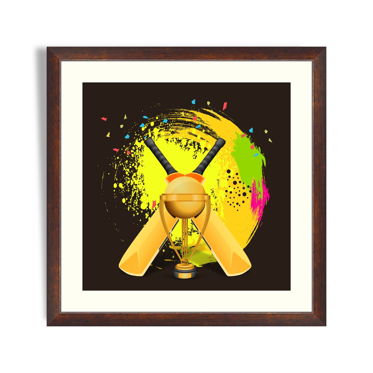 Cricket Bat Picture Frame | Bat on Colorful Splash Frame – Framer