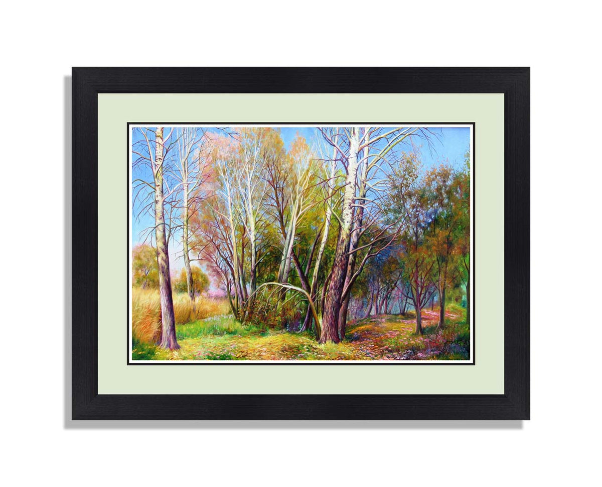 Colorful Abstract Autumn Trees Art with Black Frames – Framer