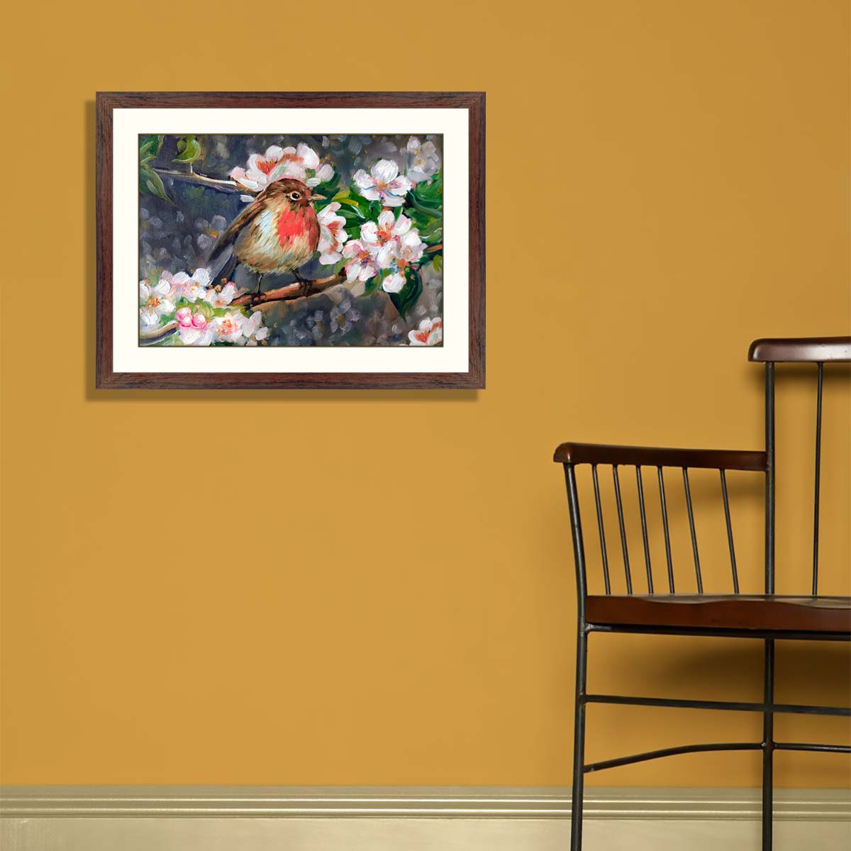 Cute spring British red robin bird – Framer