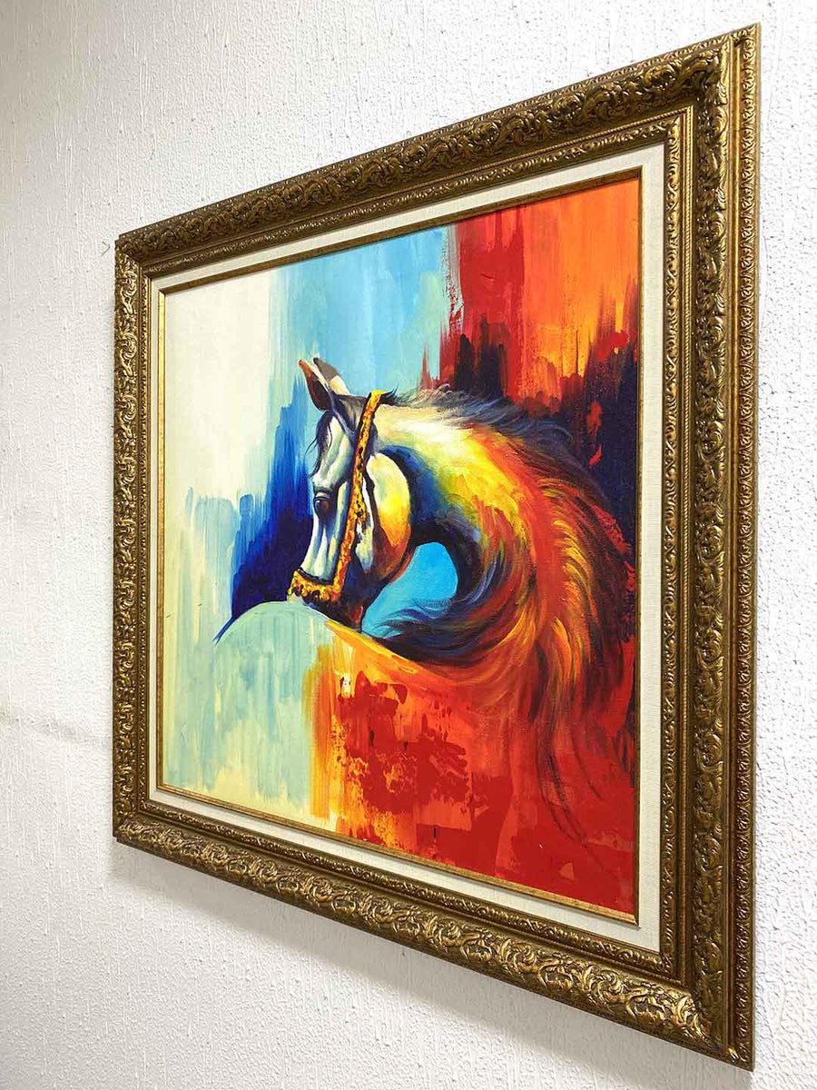Handmade Painting of Abstract stallion male horse – Framer