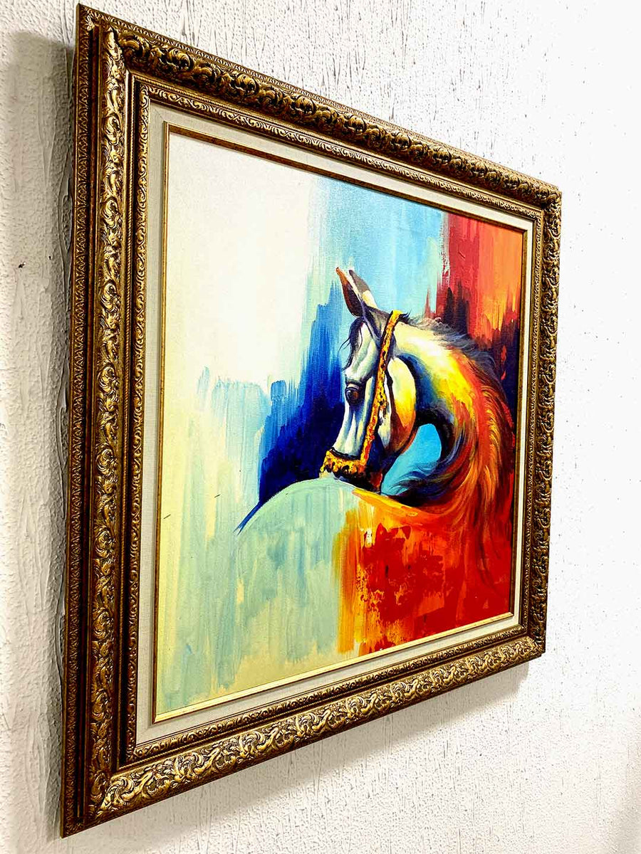 Handmade Painting of Abstract stallion male horse – Framer