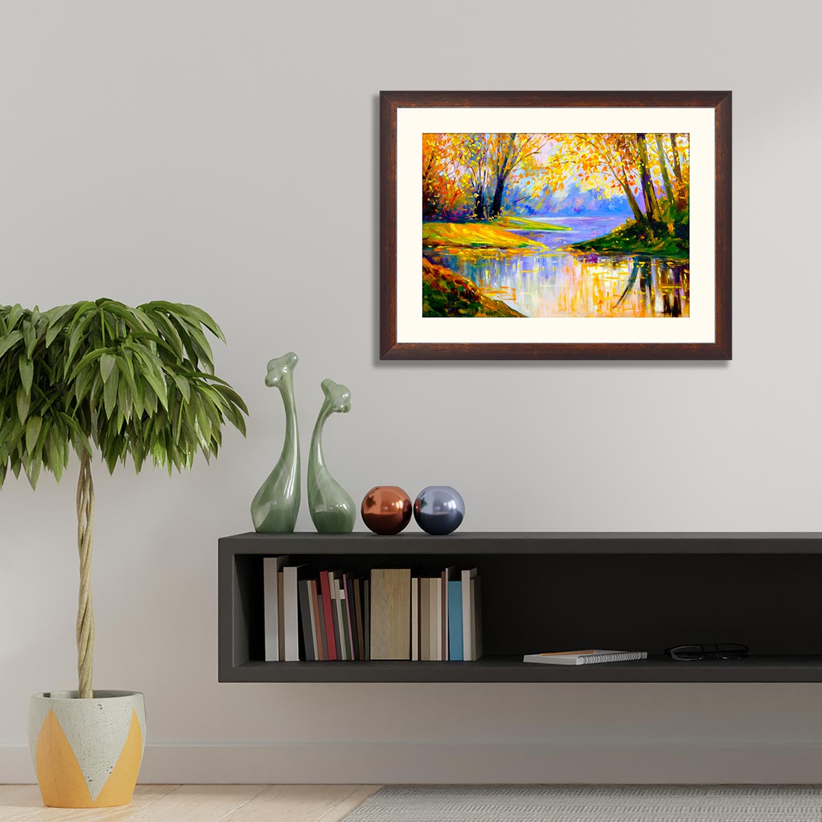 Painting of beautiful autumn forest 02 – Framer