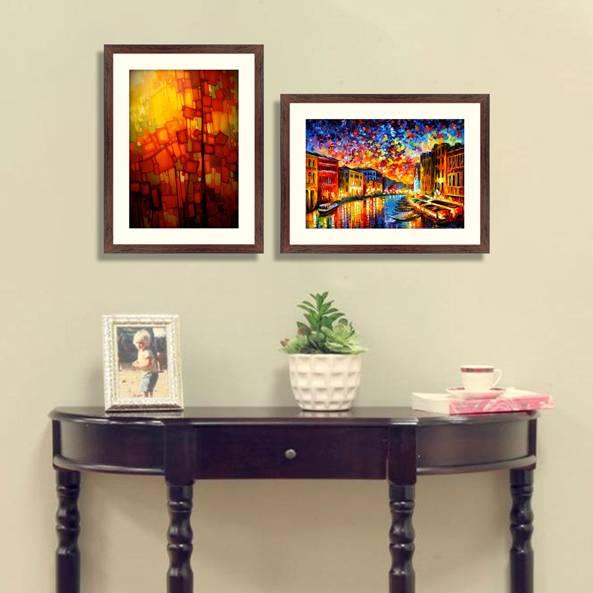 Pair of Abstract Art in Brown Frame – Framer