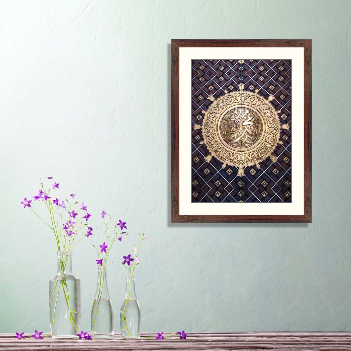 Prophet Muhammad's name written on the door of the mosque Nabawi in Me ...