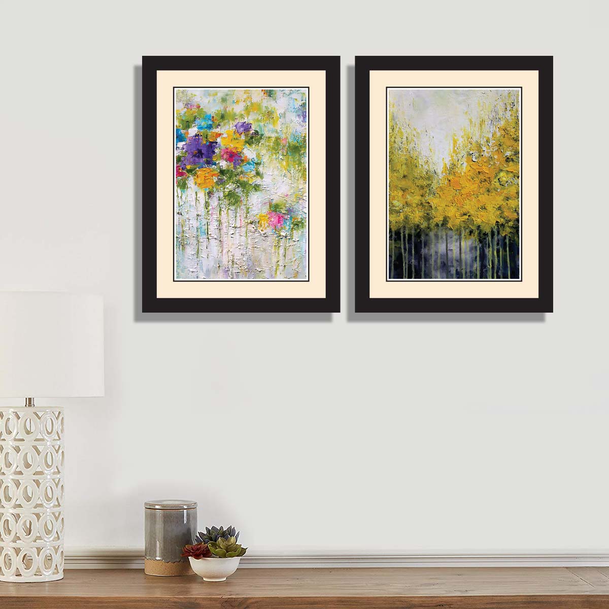 Abstract Floral Framed Art with Black Frame – Framer