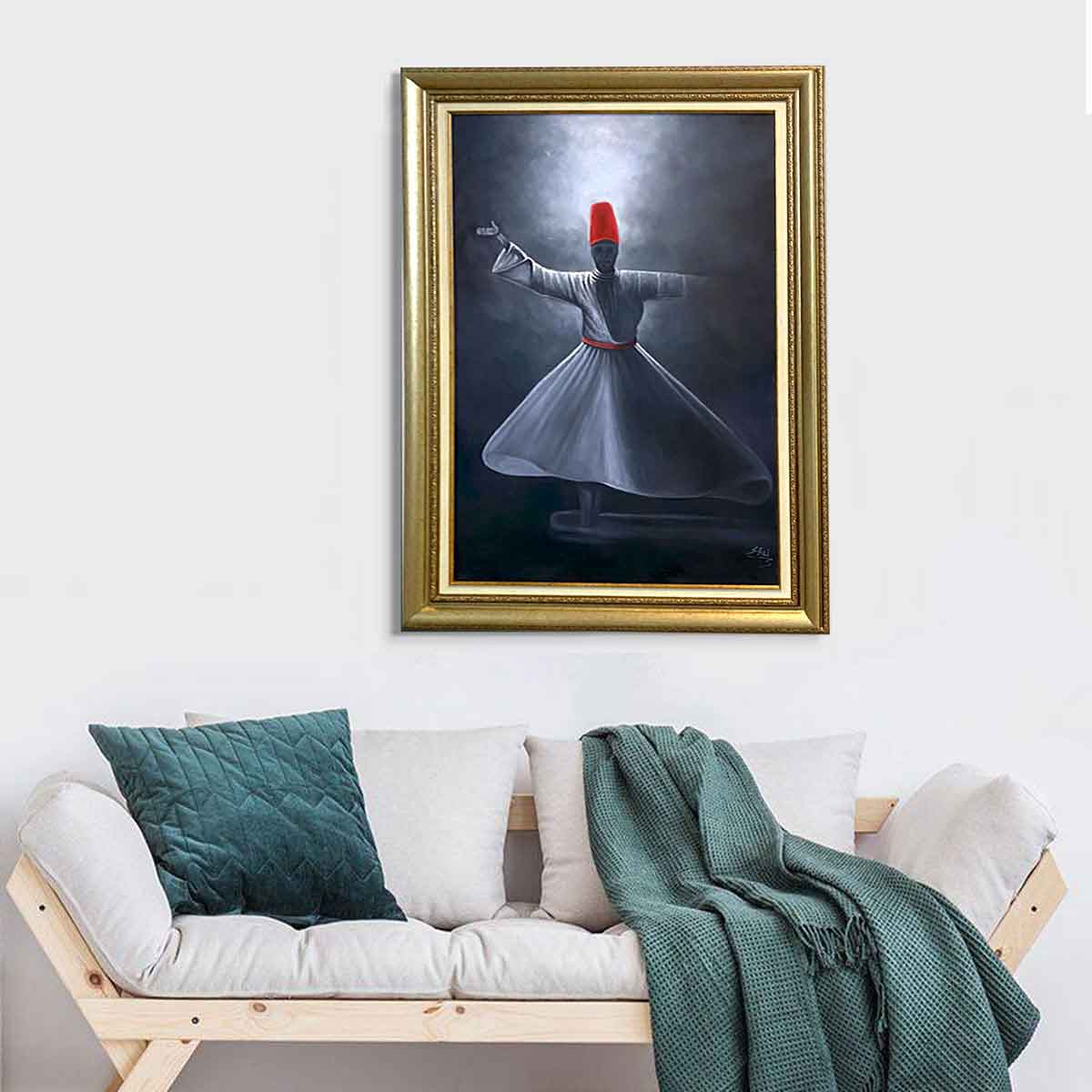 Whirling Dervish/Sufi Painting with Deep Black Background Painting on ...